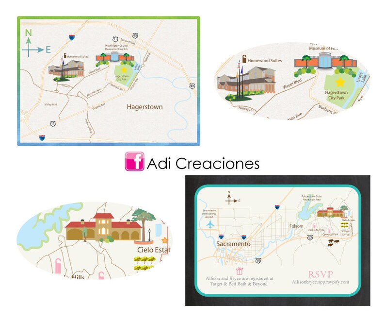 Venue map Reception map Wedding map Printable file Custom | Etsy