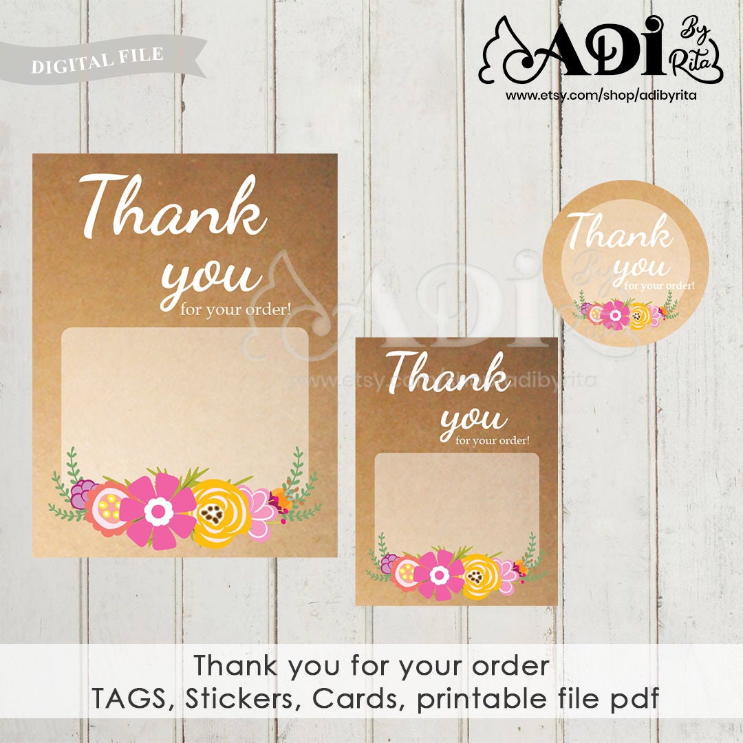 Thank You for Your Order Stickers, Labels, Tags, Instant Download ...