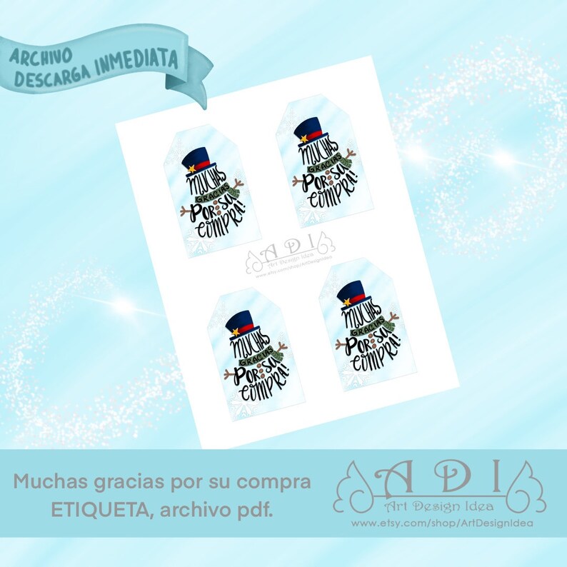 Muchas Gracias Navidad Sticker Muchas Gracias Por Su Compra - Etsy