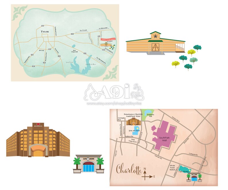 Venue Map Reception Map Wedding Map Printable File Custom Design - Etsy