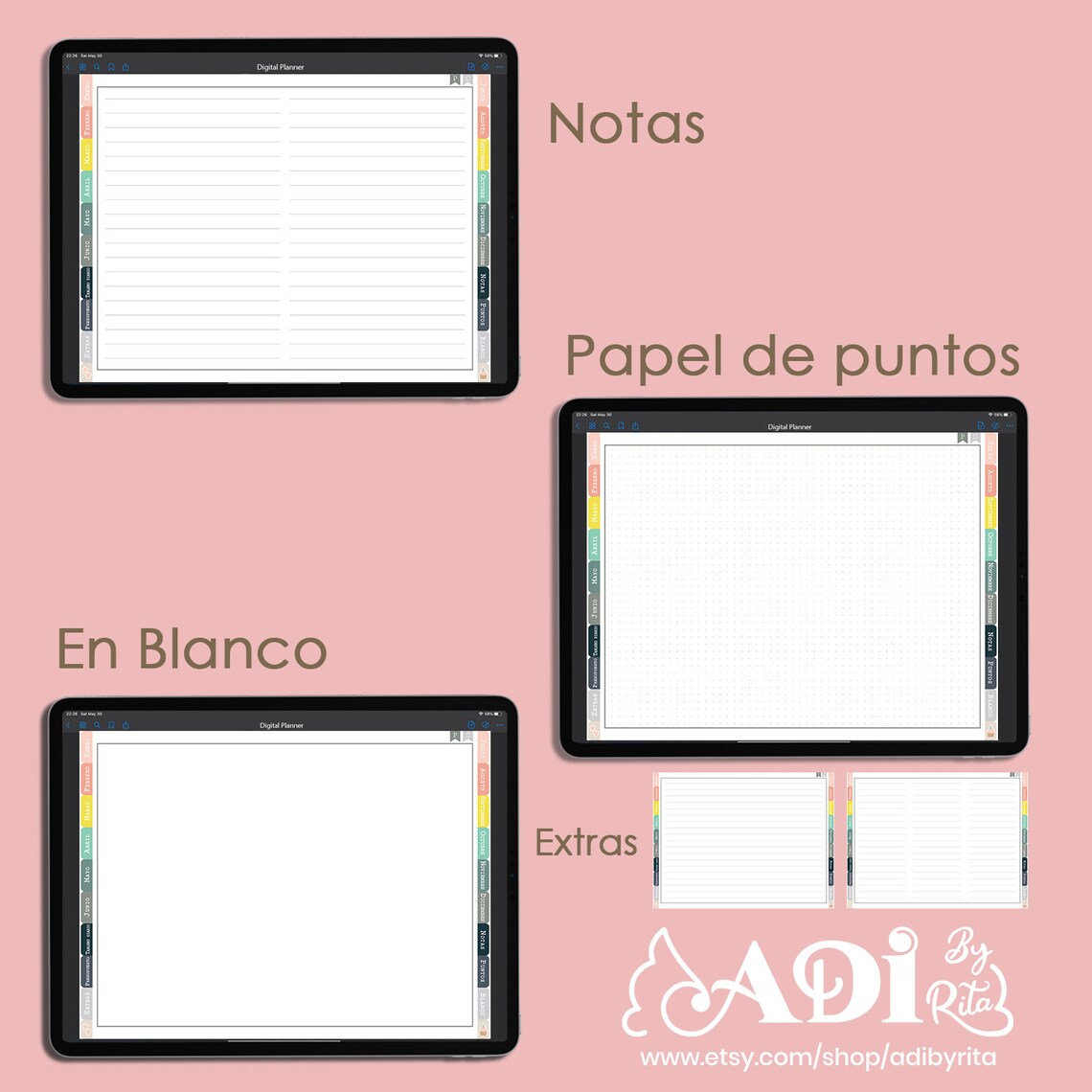 Planeador Digital Perpetuo Español, Semanal Y Mensual, Sin Fechas ...
