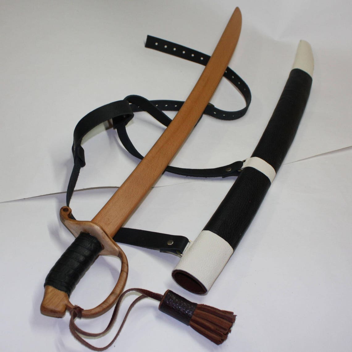 Toy wooden saber with leather sheath | Etsy