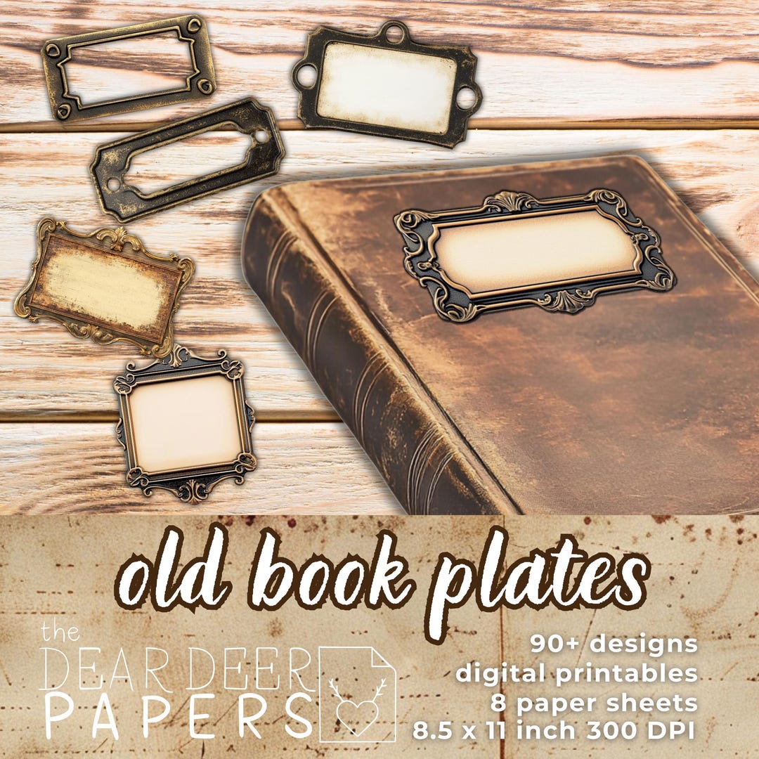 Old Bookplates Labels Digital Junk Journal Ephemera | Antique Printable ...