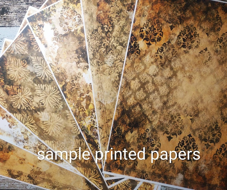 Grungy Damask Printable Paper, Digital Vintage Medieval Pages, Brown ...