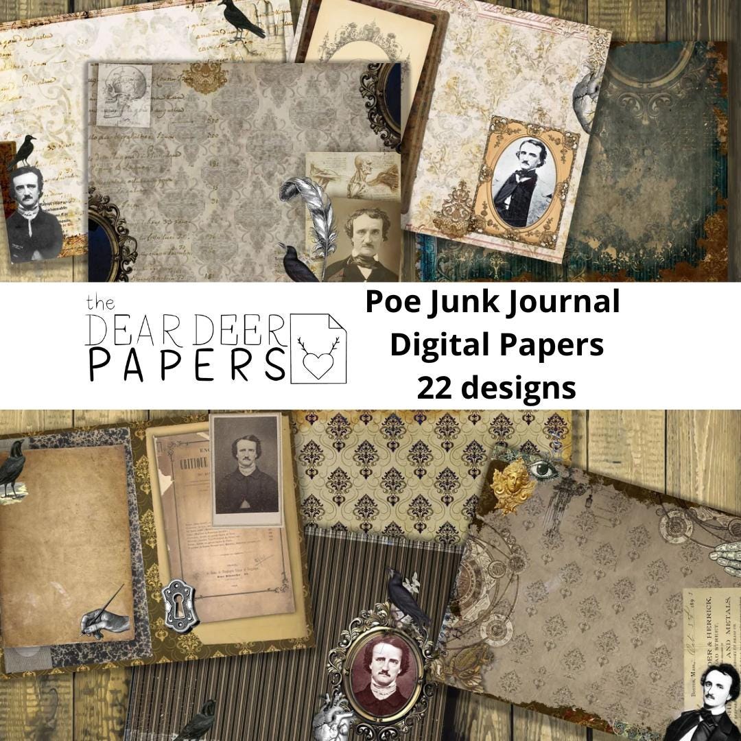 Poe Junk Journal Paper, Digital Grimoire, Spellbook Kit, Journalling ...