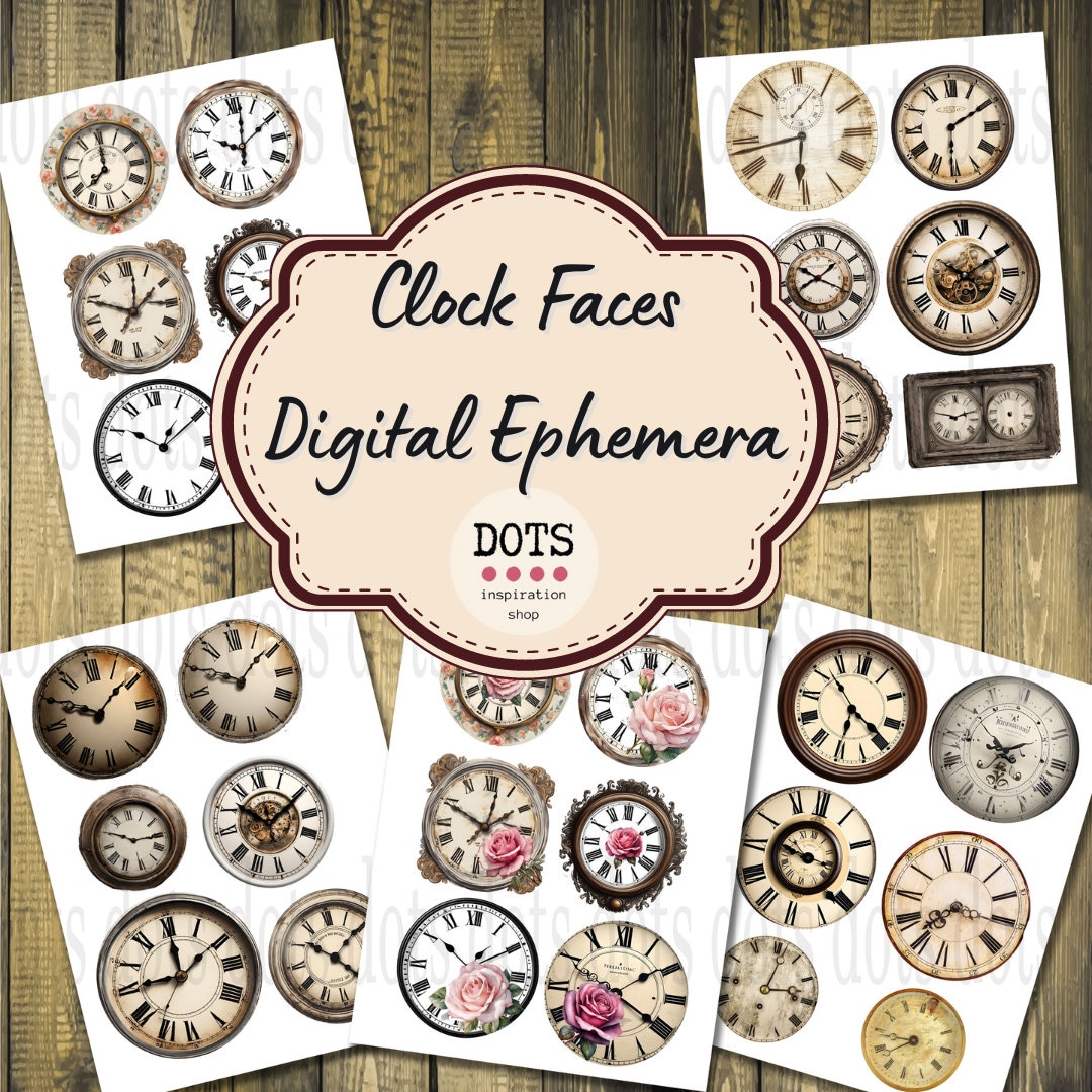 Vintage Clock Faces 5 Digital Collage Sheets for Junk - Etsy