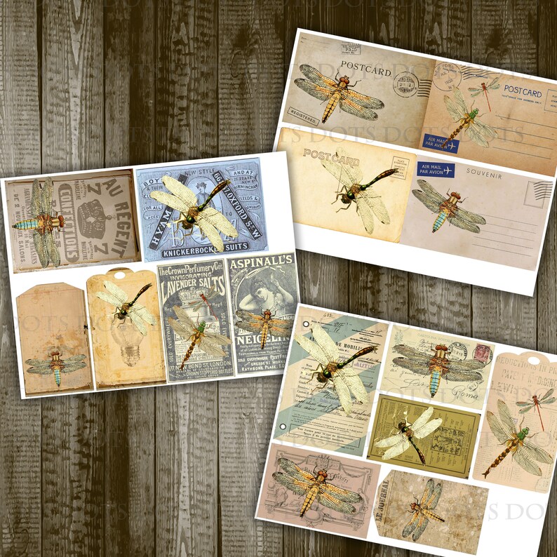 Dragonfly Ephemera 30 Digital Junk Journal Cards Digital - Etsy