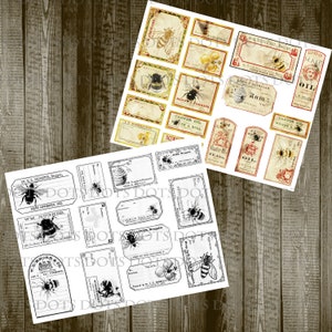 Bee Labels Printable Stickers Digital Download Junk Journal - Etsy