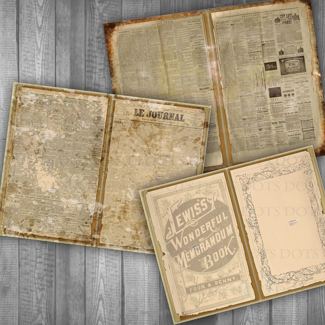 16 Vintage Junk Journal Papers, Digital Journalling Pages, Old ...
