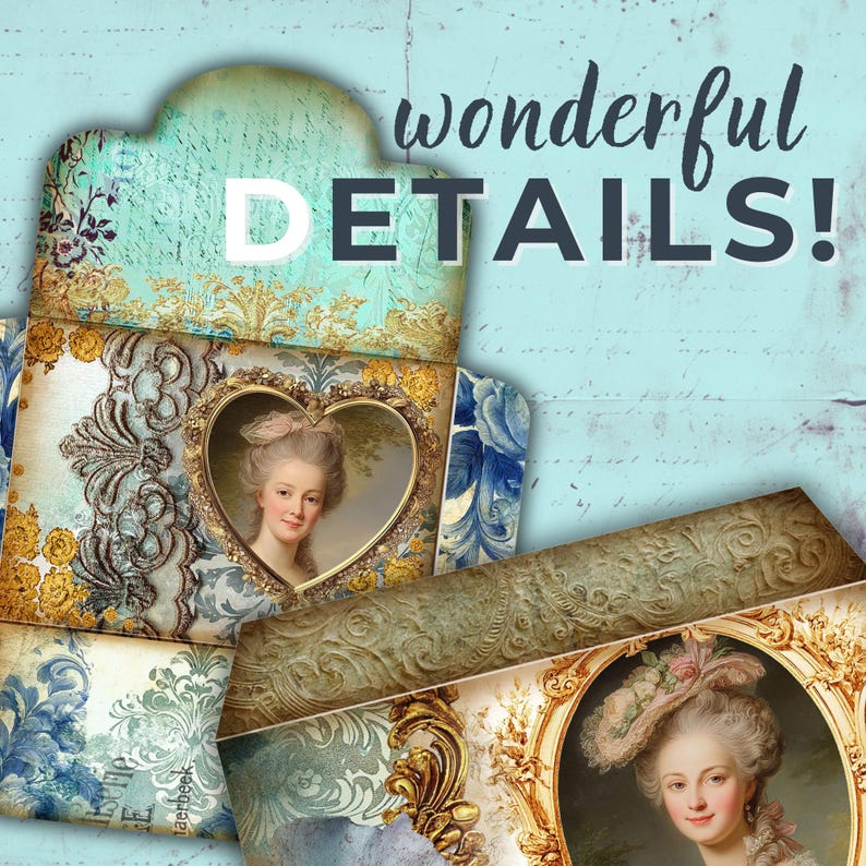 Baroque Junk Journal Ephemera, Printable Rococo Envelopes, Digital ...