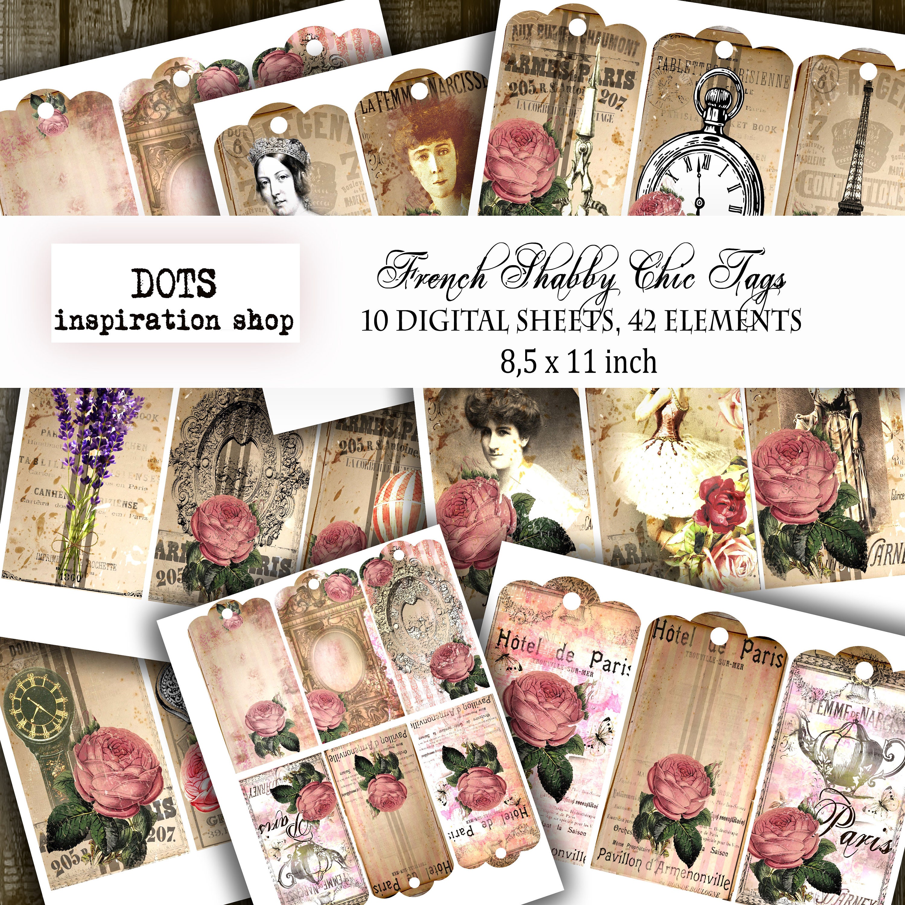 Vintage French Junk Journal Tags 42 Printable Journalling - Etsy Australia