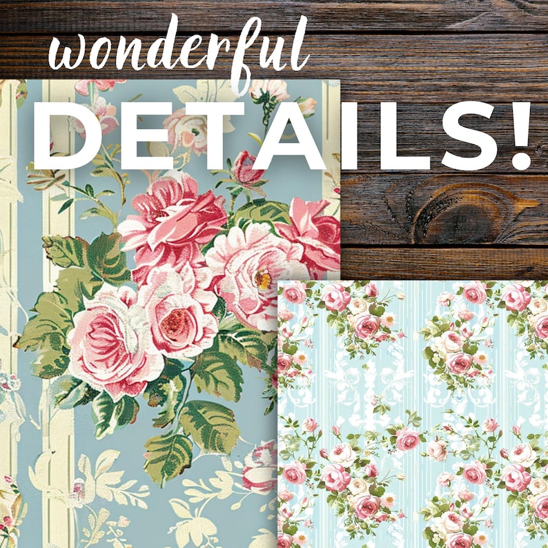 Vintage Floral Digital Paper Pack, Shabby Chic Junk Journal Paper ...