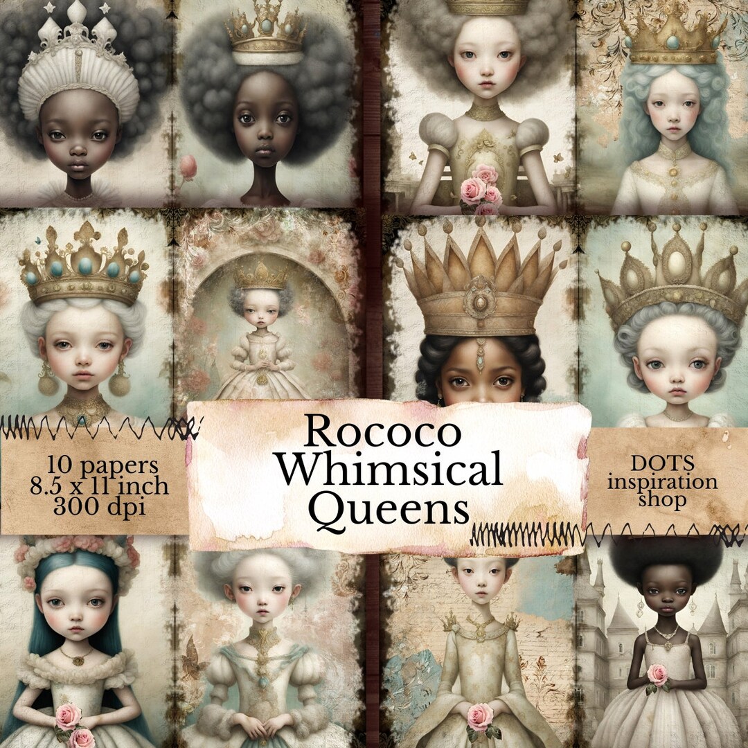 Rococo Whimsical Queens 10 Digital Junk Journal Papers Royal - Etsy