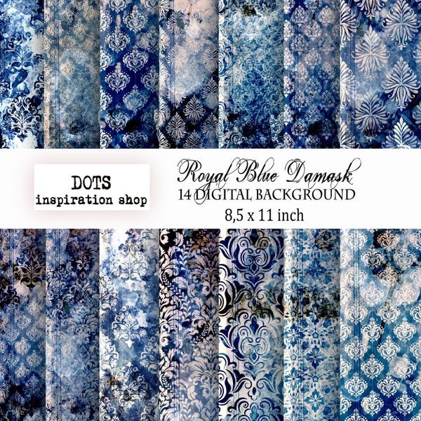 Royal Blue Damask - Etsy