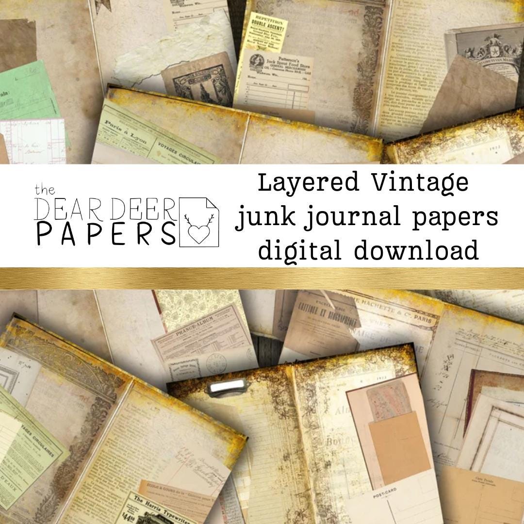Layered Vintage Junk Journal Papers, Digital Journalling Pages, Old ...