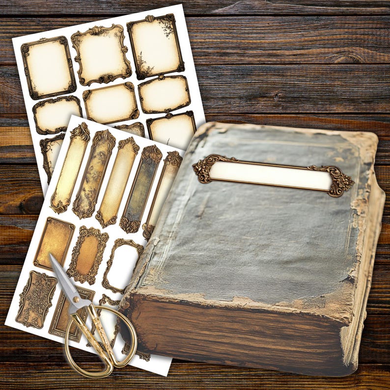 90 Vintage Book Labels Printable, Junk Journal Ephemera, Antique Label ...