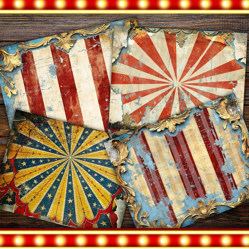 Old Circus Digital Paper, 20 Vintage Carnival Scrapbook Papers, Junk ...
