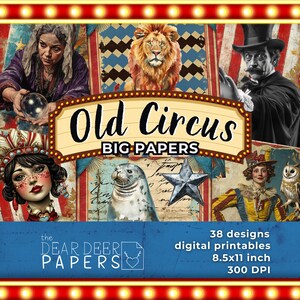 Old Circus Digital 38 BIG PAPERS | Vintage Carnival Pages | Collage ...