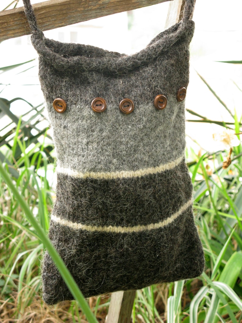Hand Knitted Felted Wool Bag / 100% Natural Materials / Tote Bag ...