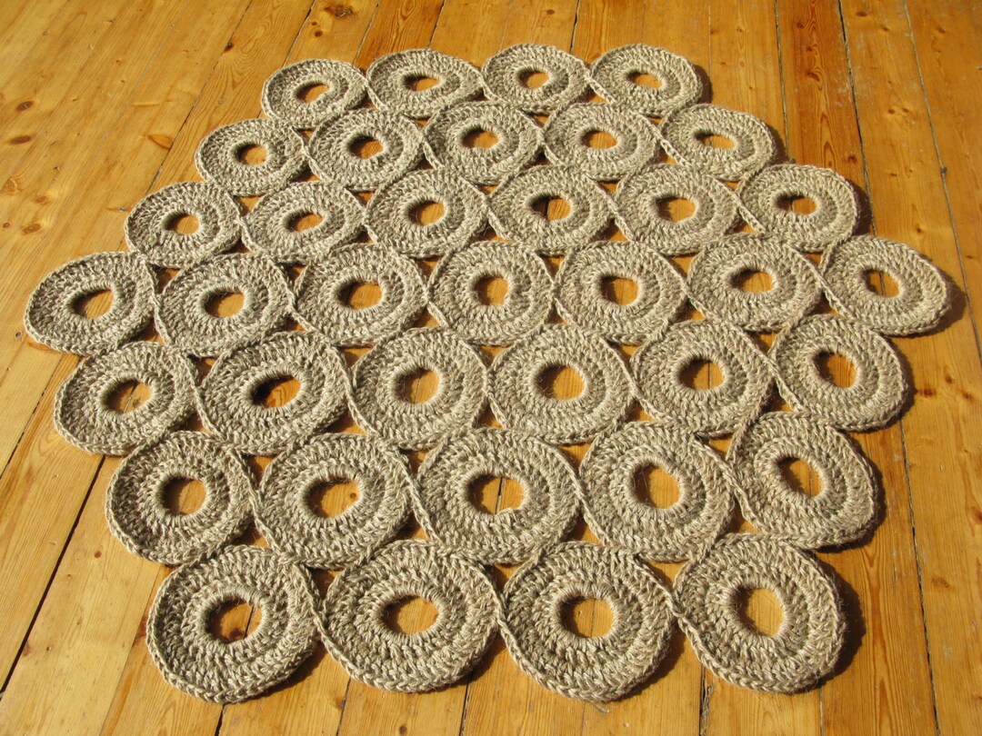 Crochet Jute Rug / Hexagon / 37 in / Custom Sizes / Bath Rug / Indoor ...