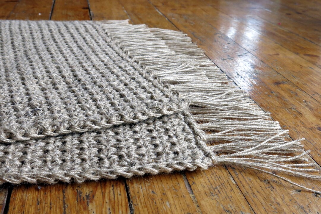 Big Crochet Jute Door Rug With Fringes / Doormat / Welcome Rug / Indoor ...