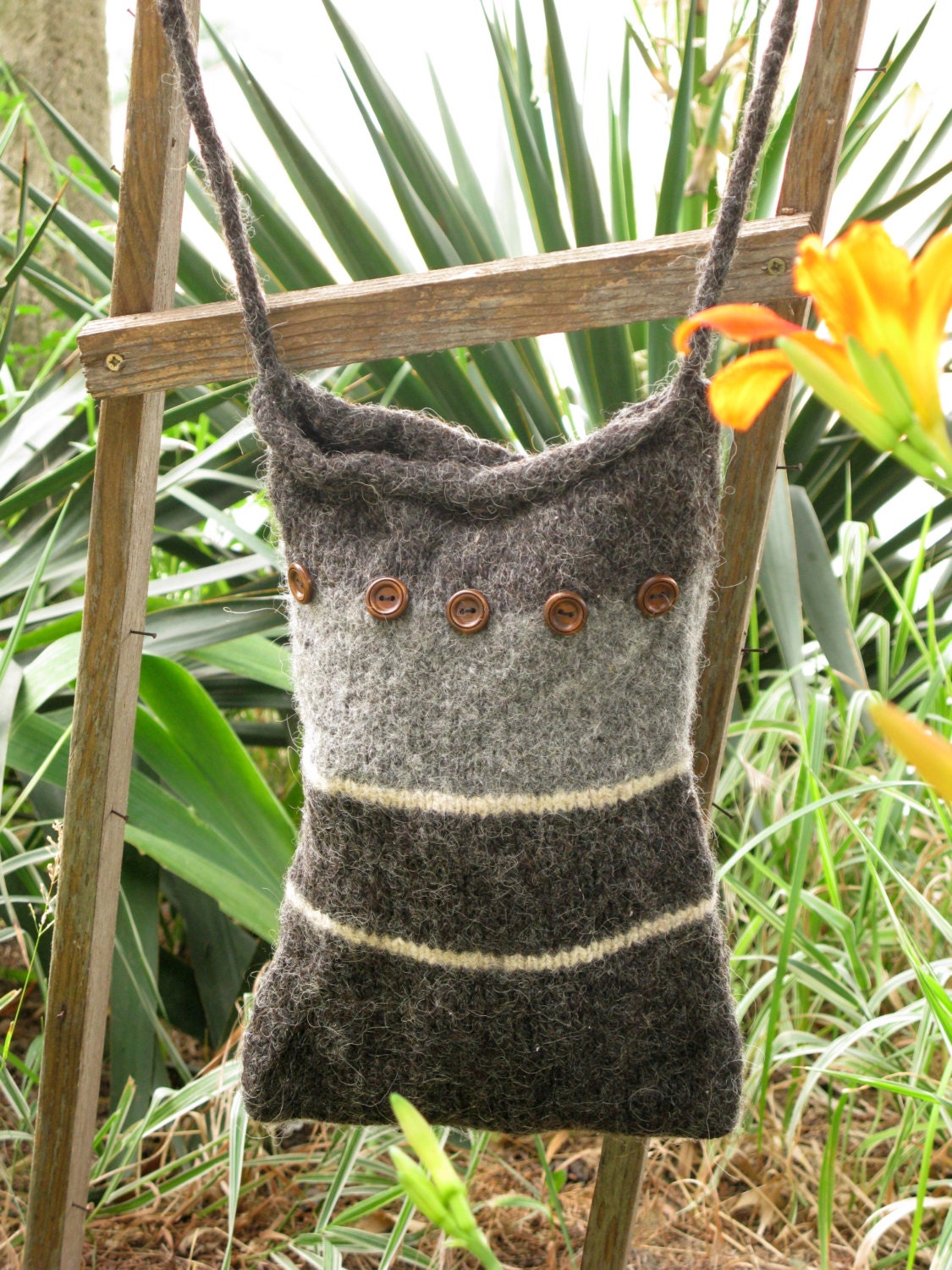 Hand Knitted Felted Wool Bag / 100% Natural Materials / Tote Bag ...