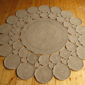 5 Ft Crochet Jute Circle Rug / Rustic Rug / Custom Sizes / 100% Natural ...