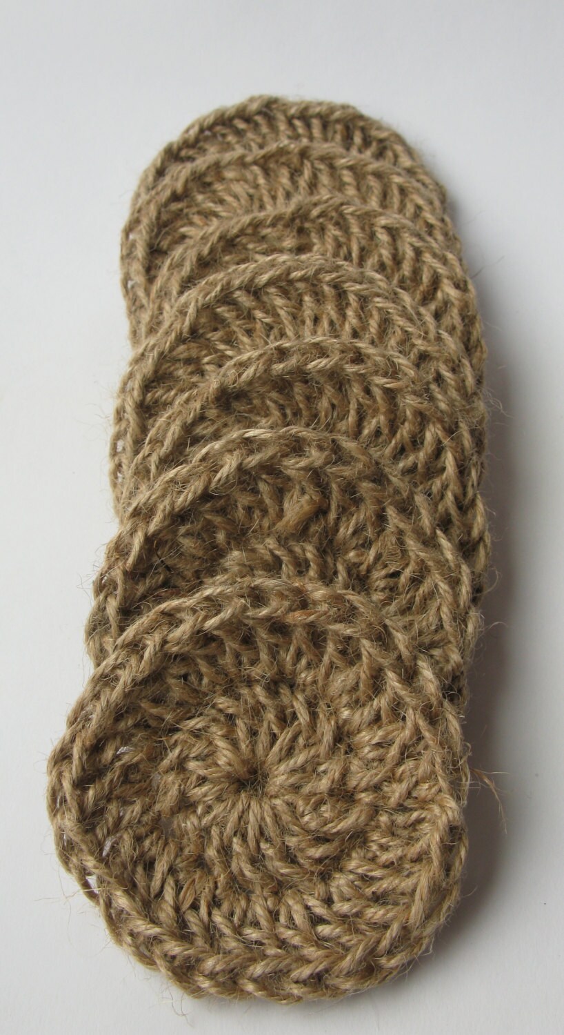 Jute Face Scrubbies in a Storage Basket / Cleansing Pads / Crochet Pads ...