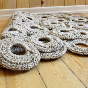 Crochet Jute Door Rug / Doormat / Welcome Rug / Indoor Outdoor Mat 100% ...