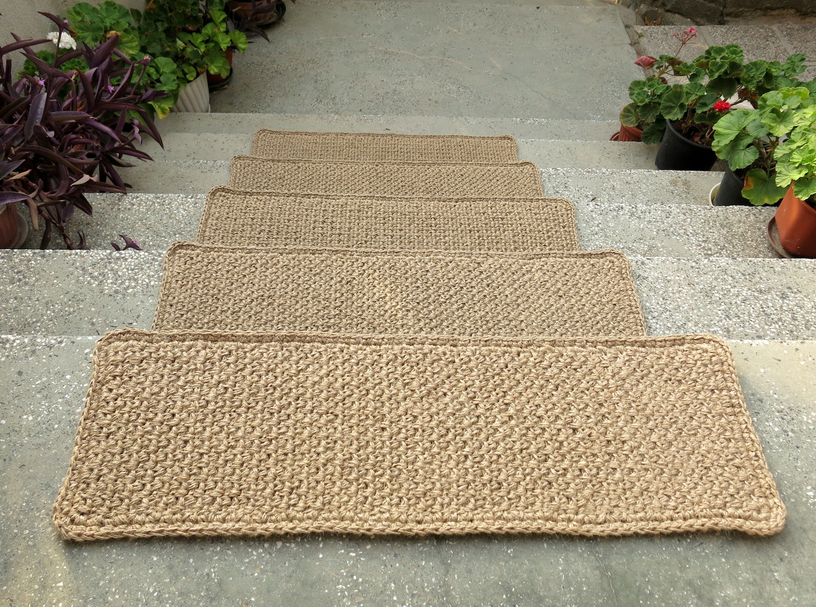 Crochet Jute Stair Treads / Rectangular Rugs for Steps / Step Pads ...
