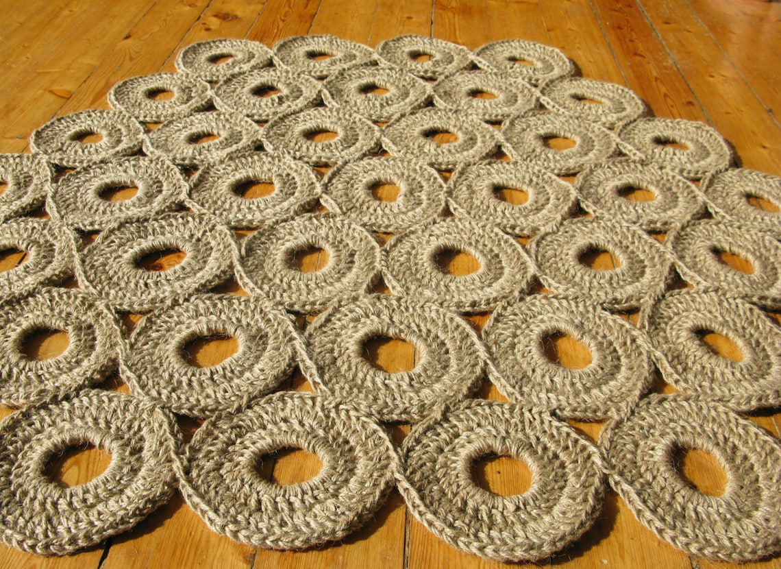 Crochet Jute Rug / Hexagon / 37 in / Custom Sizes / Bath Rug / - Etsy