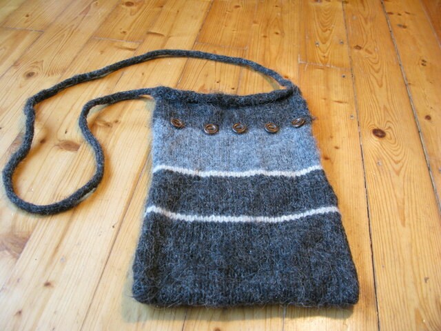 Hand Knitted Felted Wool Bag / 100% Natural Materials / Tote - Etsy