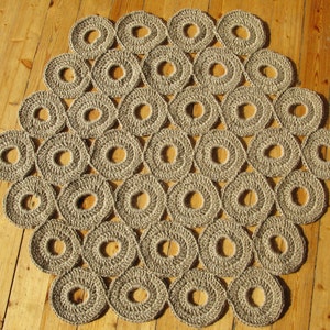 Crochet Jute Rug / Hexagon / 37 in / Custom Sizes / Bath Rug / Indoor ...
