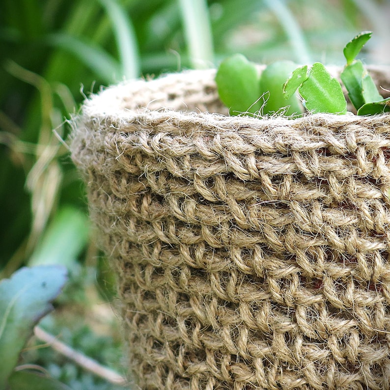 Funda para maceta de yute a crochet, cesta boho hecha a mano - Etsy México