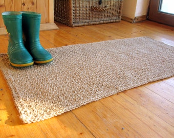 Crochet Jute Door Rug / Jute Rope Rug / Indoor Outdoor Mat / Chunky Rug ...