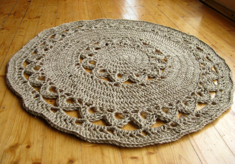Round Jute Doily Crochet Rug 33" / 100% Natural Materials / Custom ...