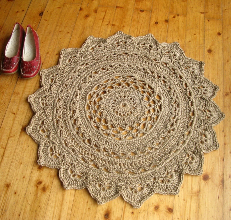 Crochet Jute Doily Rug / Circle Rug / 32 / 100% Natural Materials ...