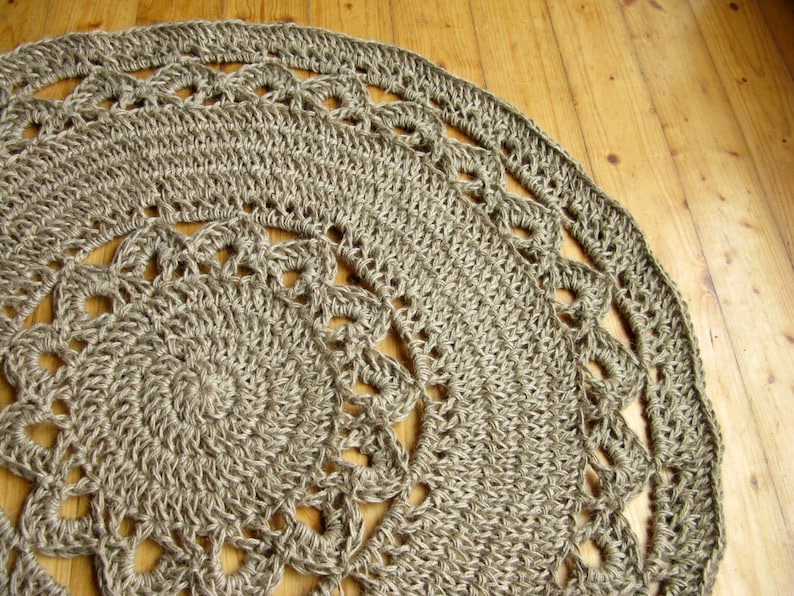 Round Jute Doily Crochet Rug 33" / 100% Natural Materials / Custom ...