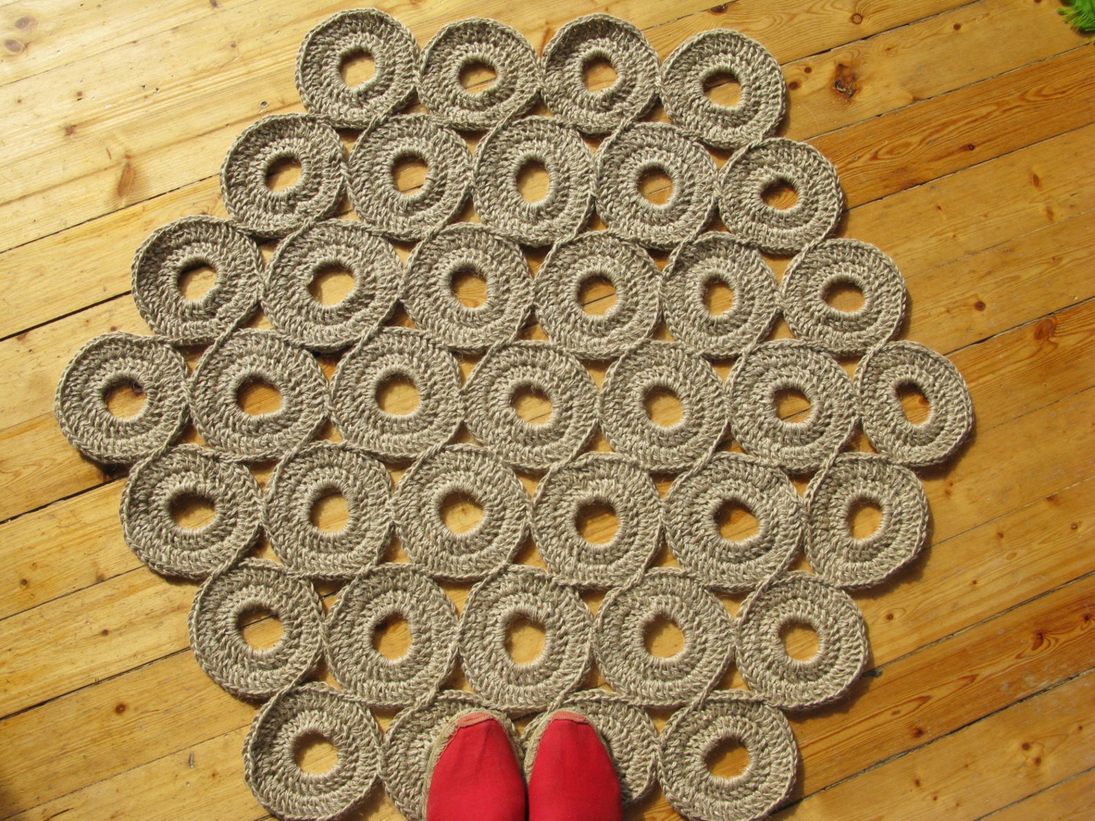 Crochet Jute Rug / Hexagon / 37 in / Custom Sizes / Bath Rug / Indoor ...