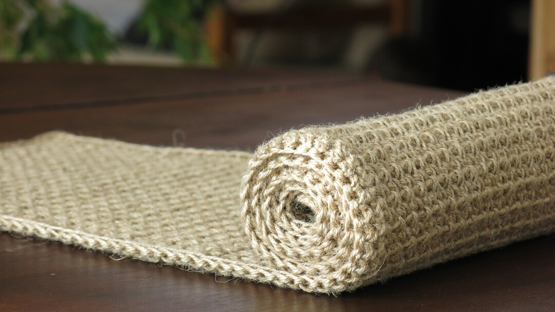 Jute Table Runner, Natural Hand Crochet Table Runner, Farmhouse Decor ...