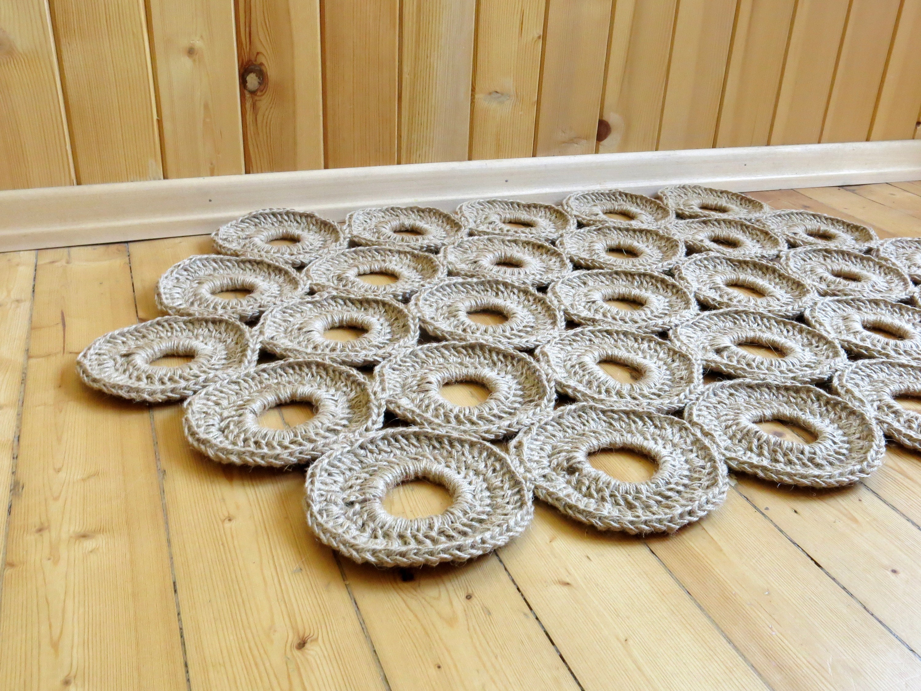 Crochet Jute Door Rug / Doormat / Welcome Rug / Indoor Outdoor Mat 100% ...