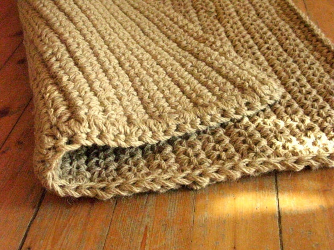 Crochet Jute Door Rug / Jute Rope Rug / Indoor Outdoor Mat / Chunky Rug ...
