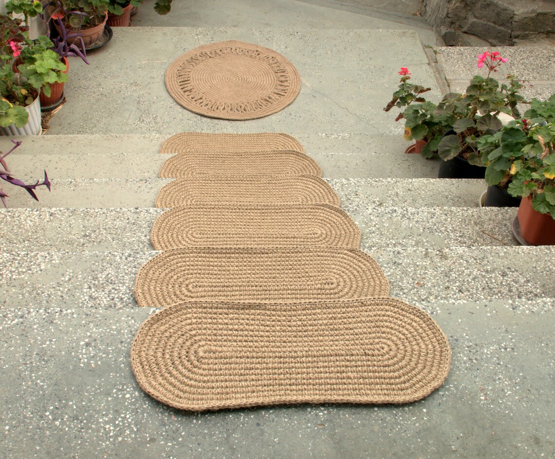 Crochet Jute Stair Treads / Oval Rugs for Steps / Step Pads / - Etsy Canada