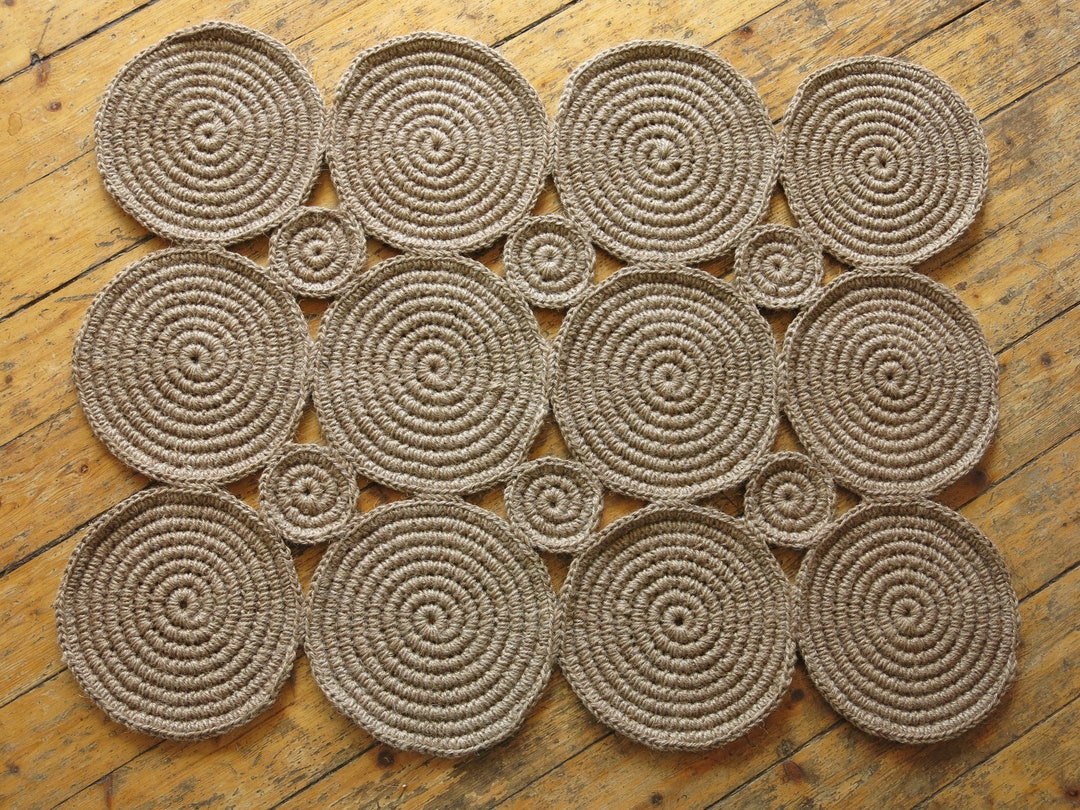Crochet Jute Door Rug / Doormat / Welcome Rug / Indoor Outdoor Mat ...