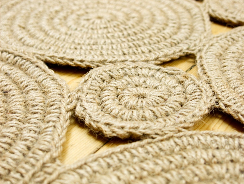 Crochet Jute Door Rug / Doormat / Welcome Rug / Indoor Outdoor Mat ...