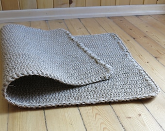 Big Crochet Jute Door Rug / Doormat / Welcome Rug / Bath Mat / Indoor ...