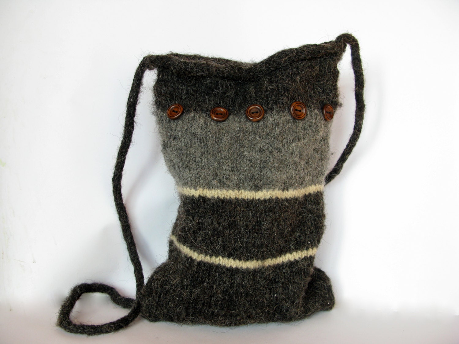Hand Knitted Felted Wool Bag / 100% Natural Materials / Tote Bag ...