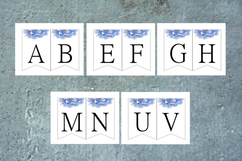 Printable Floral Alphabet Banner, Only Letters, Alphabet Flags, Bridal ...