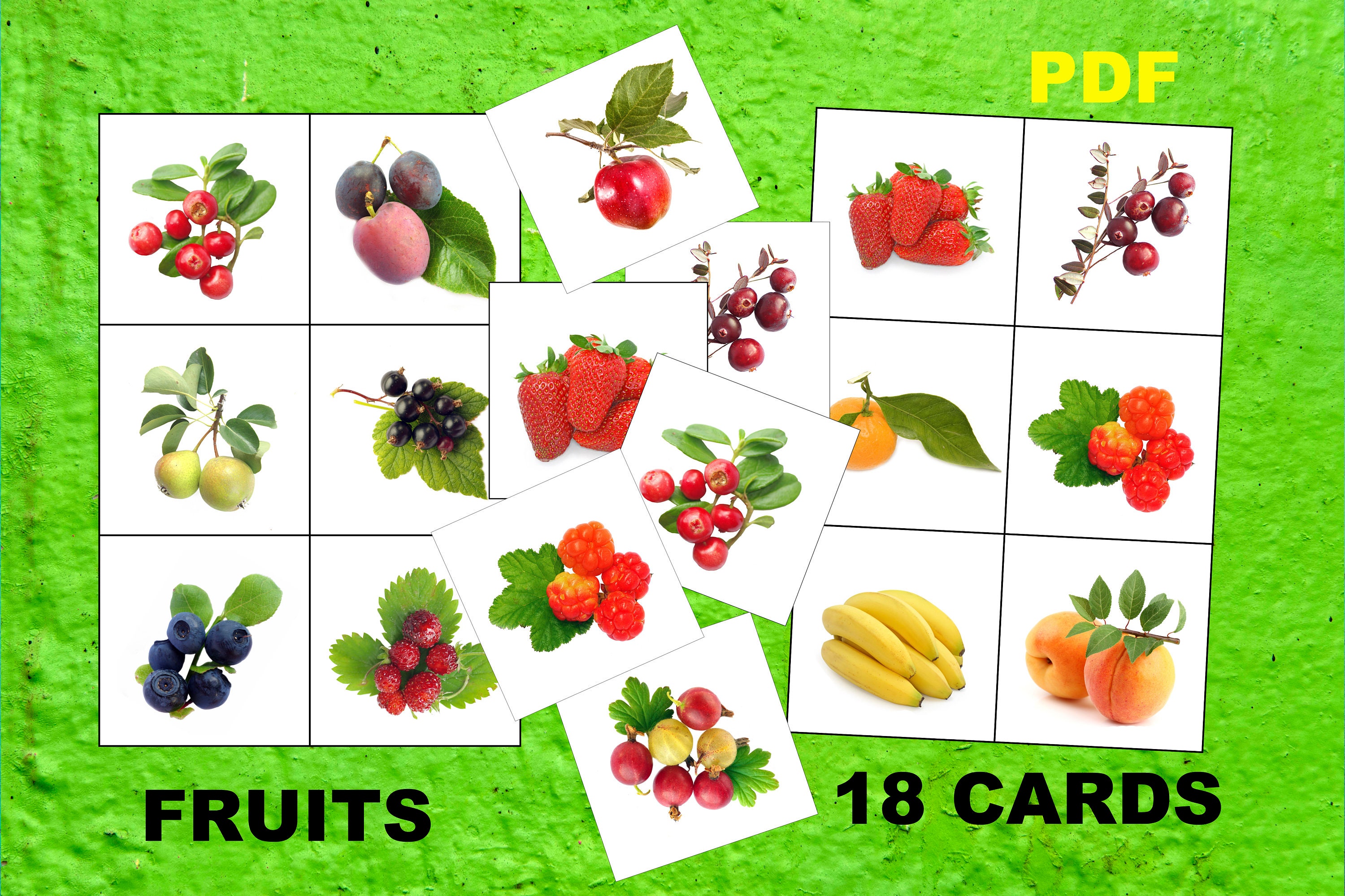 18 Flash Card With Fruit Real Photo, Printable PDF, Home School ...