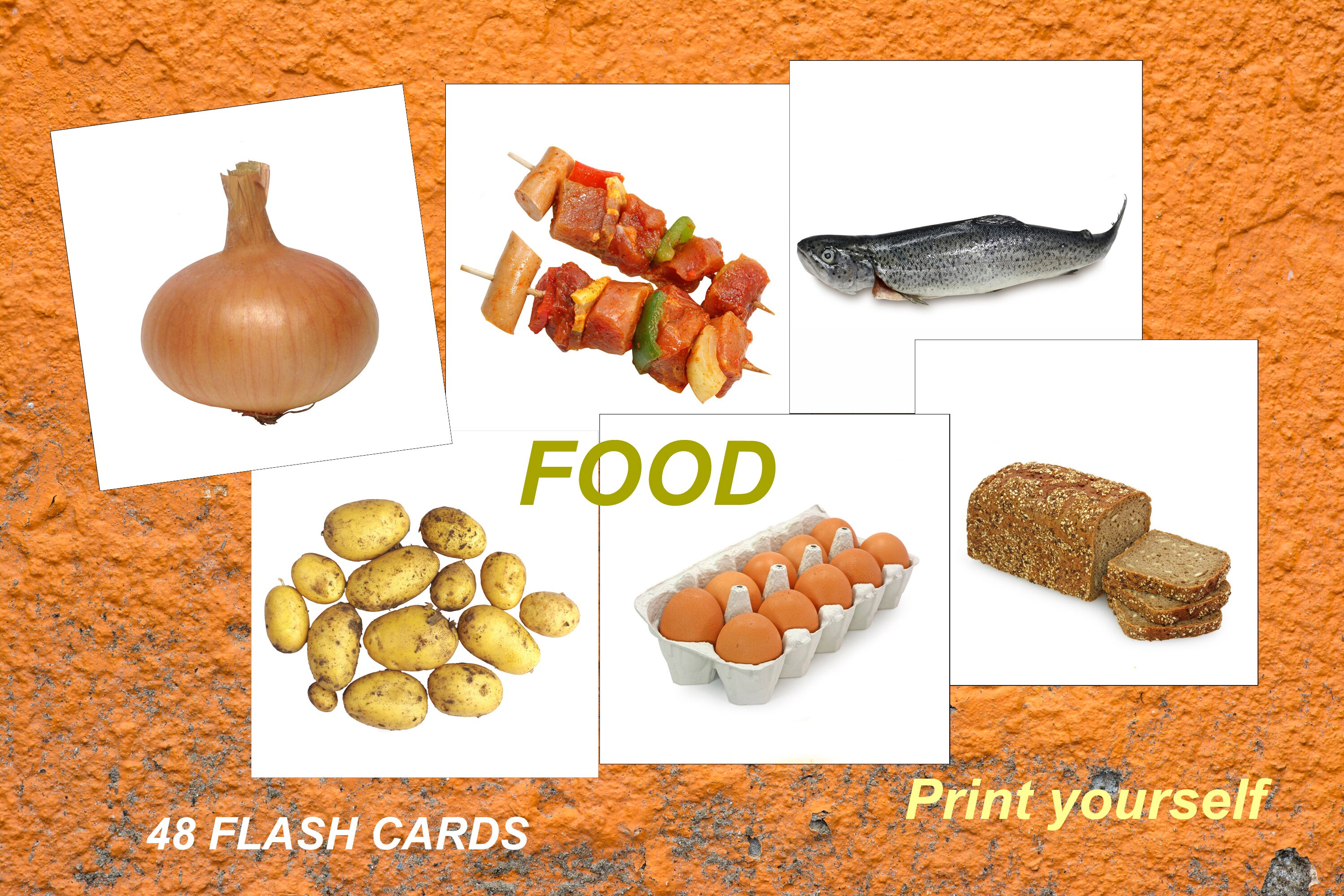 48 Flash Card With Food Real Photo, Printable PDF, Home School Learning ...